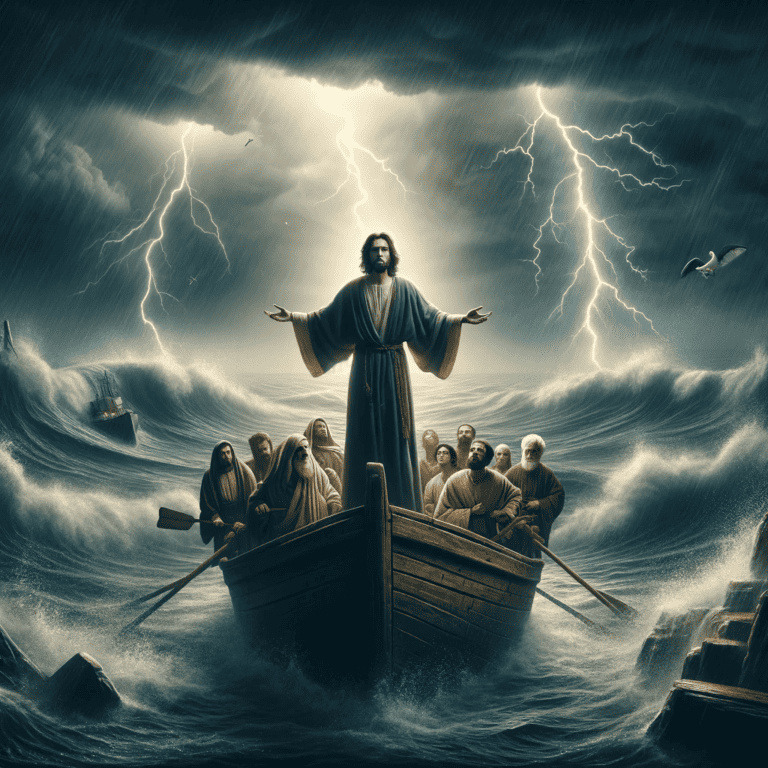 Jesus Calms The Storm (Matthew 8:23-27; Mark 4:35-41) - Bible126